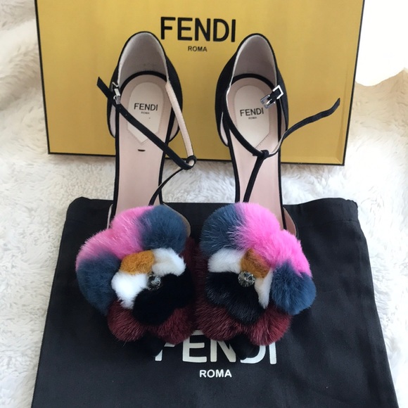Fendi | Shoes | Brand New Luxurious Fendi Dyed Fox Fur Black Suede High ...